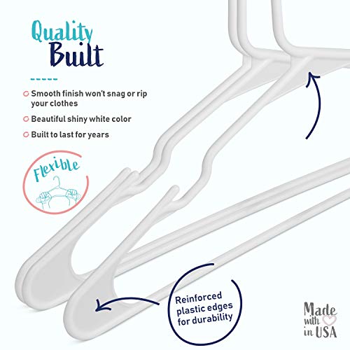 Hangorize Plastic Hangers 24-Pack, White Plastic Hangers - Standard-Size Clothes Hanger with Notches - Hangers for Clothing and Accessories - Closet Organization Essentials for Home, Apartment, Dorm
