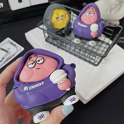AirPods 2 / 1 (1st Generation 2nd Generation) Case, Patrick Star Cover, Protective Case, Shockproof,Supports Wireless Charging with Keychain, Cute, Soft Slim Cover, for AirPods 2nd Generation