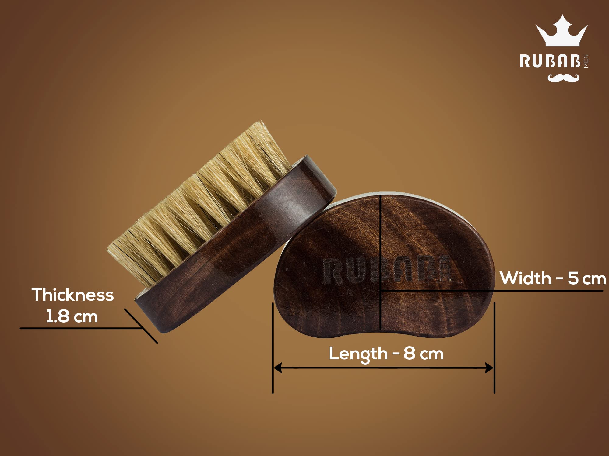 RUBAB MEN 100% Boar Bristle Beard Brush: Travel-Friendly, Premium Wood Handle & Hand-crafted in India | Ideal for Daily Beard Use