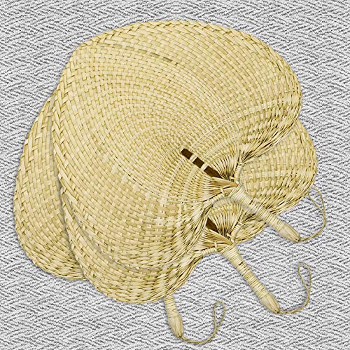 AUEAR, Natural Raffia Hand Fans Handmade Handheld Weaving Fan Wedding Palm Leaf Hand Fan for Summer Cooling Farmhouse Wall Party Home Decoration (Chinese Style A)