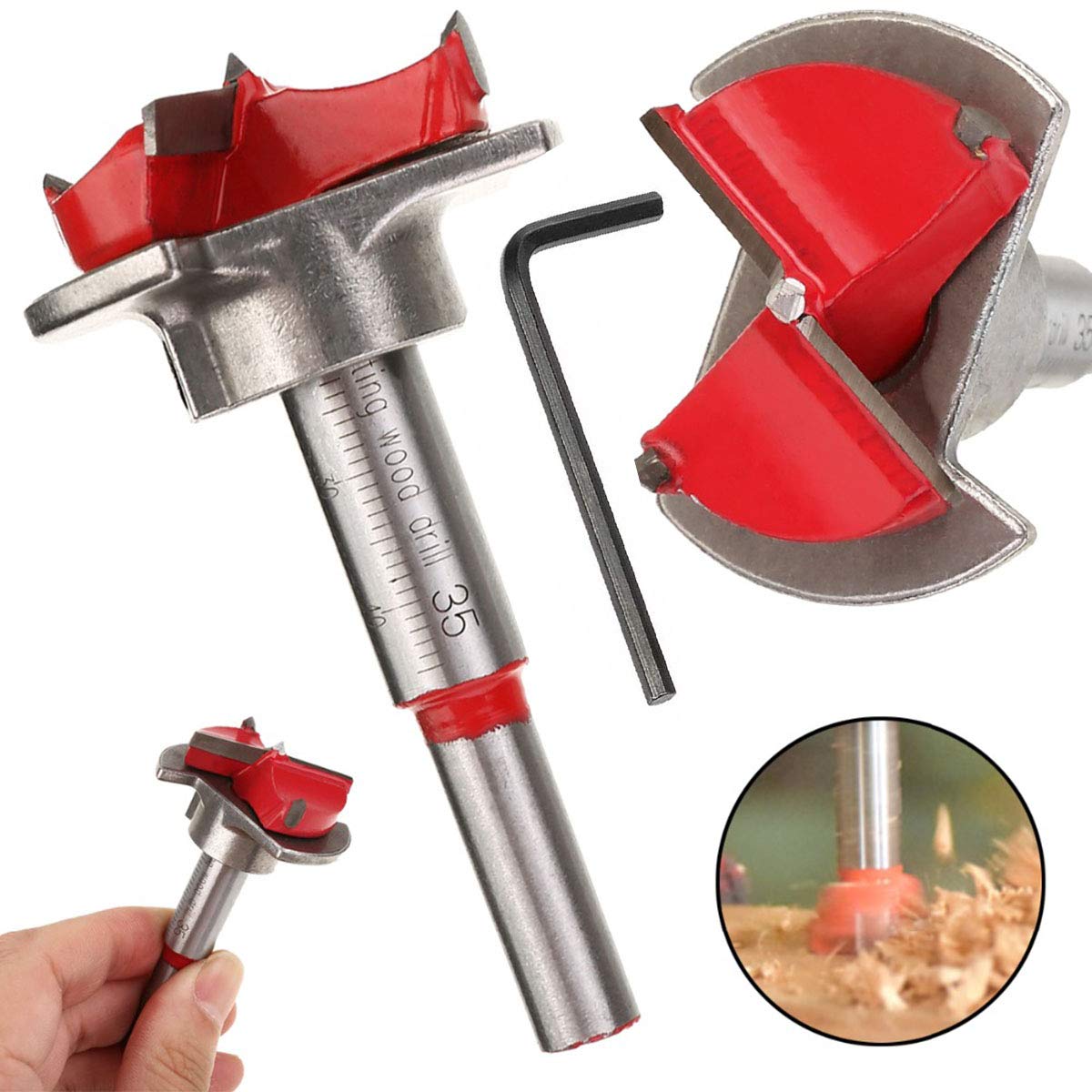 HJ Garden 35mm Forstner Bit Hinge Boring Hole Saw Drill Bit Tungsten Carbide Woodworking Hole Opener Tools
