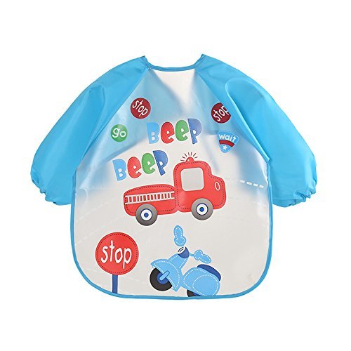 HAIMOBURG 4 Pcs Long Sleeved Baby Bibs Waterproof Sleeved Bib 9-36 Monts