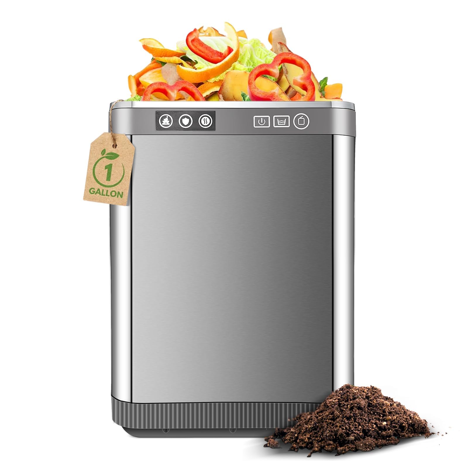 4LB Max Electric Composter, Kitchen Composter Energy Efficient, Composter Indoor Turn Scraps into Garden Fertilizer, 2 Zero Odor 3-Layer Carbon Filter, Smart Compost Bin Kitchen Silent, Auto Washing