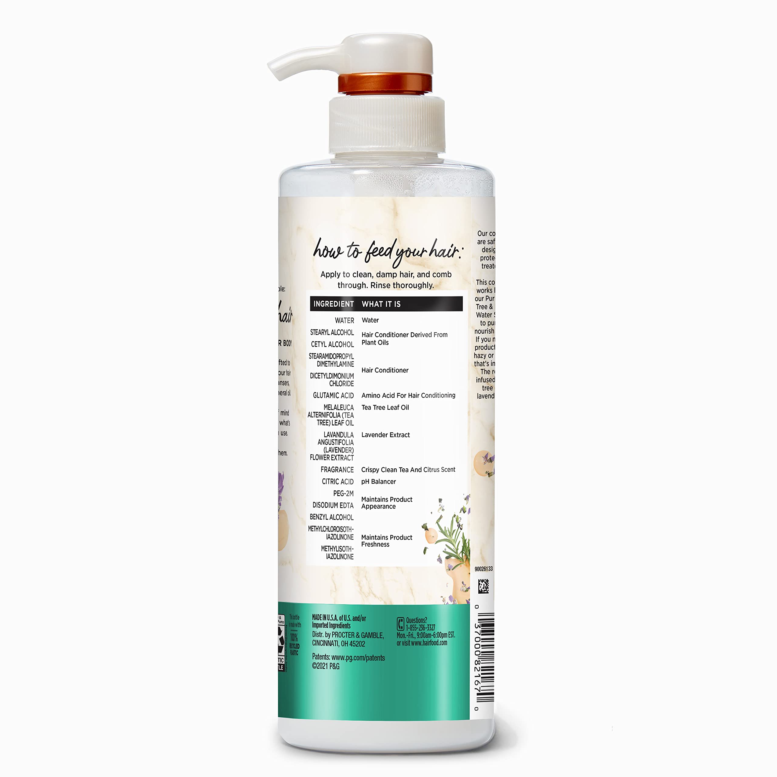 Hair Food Sulfate Free Conditioner, Dye Free Purifying Treatment, Tea Tree and Lavender, 17.9 Fl Oz