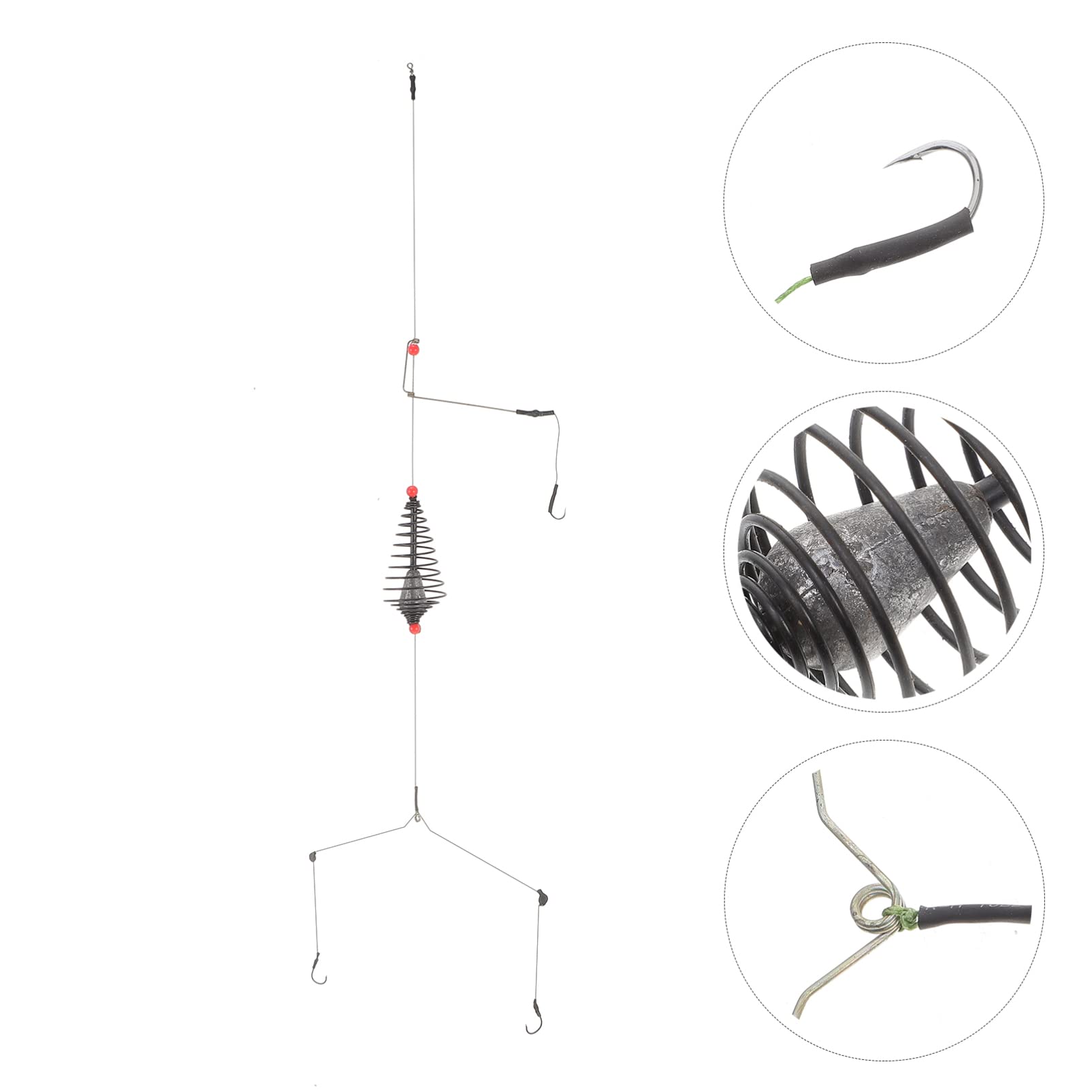 4Pcs Carp rig Fishing Bait Holder Cage,Copper Spring Lure Feeder Basket with Hooks Fishing Tackle Kit