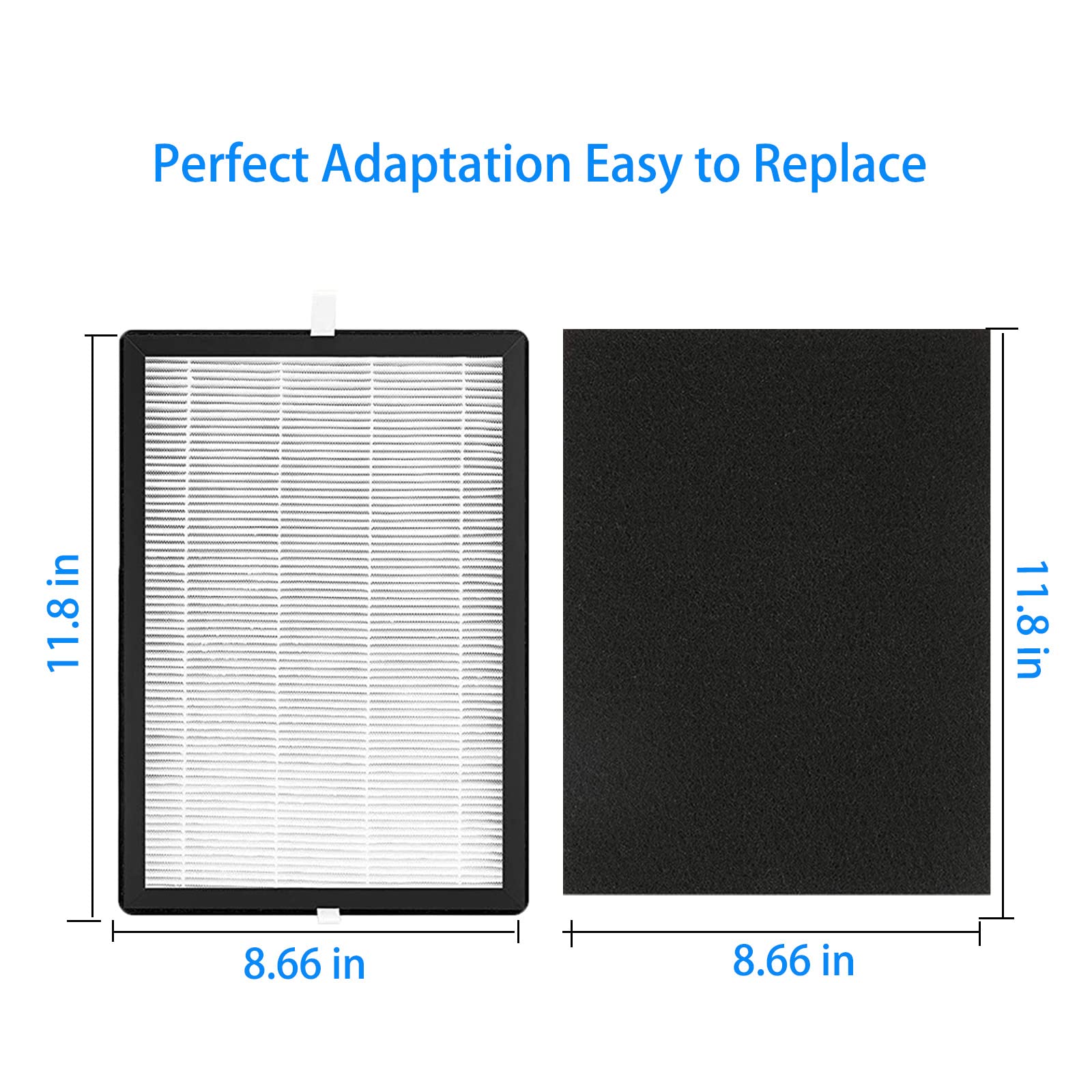 Bibolic HEPA 9000 Replacement Filter Kit Fit for VEVA ProHEPA 9000 Air Purifier, Include 2 True HEPA Replacement Filters & 8 Activated Carbon Pre-Filters