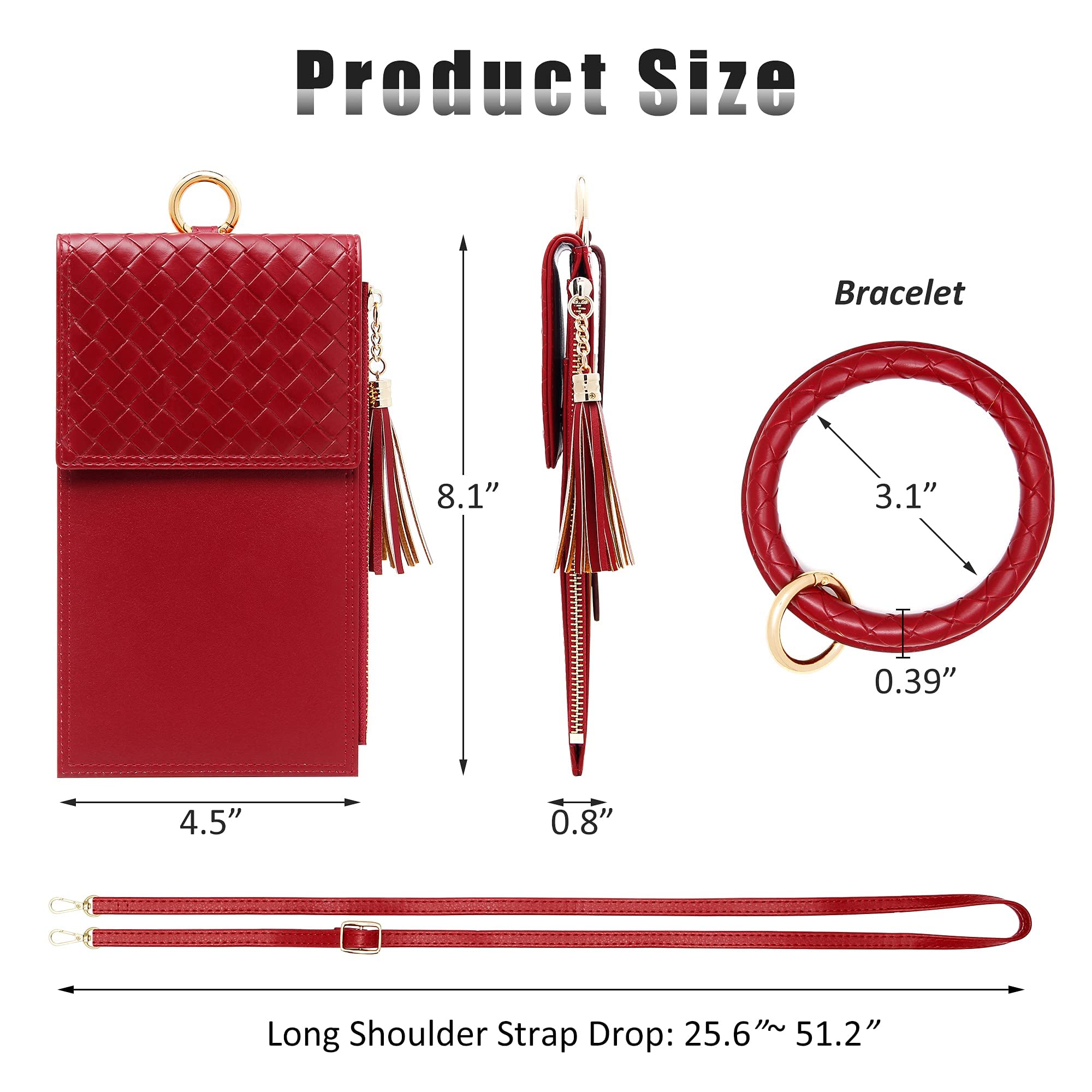 Badiya Small Crossbody Bag Cell phone Wallet Purse with Credit Card Holder for Women Bracelet Wristlet