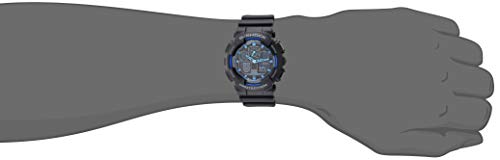 Casio Men's G XL Series Quartz Watch Strap, WR Shock Resistant Resin Color: Black and Blue (Model: GA-100-1A2CR)