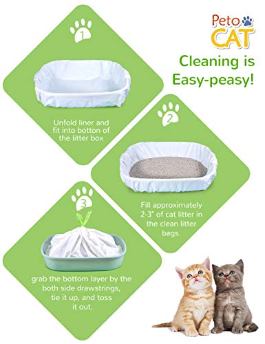 PETOCAT Litter Box Liners, 34 Count Jumbo Cat Litter Pan liners, Drawstring Litter Liner Bags For Litter Box, Easy Clean Up. Thick Large Kitty Litter Liner XL, Eco Friendly Pet Cat Supplies(36" x 19")