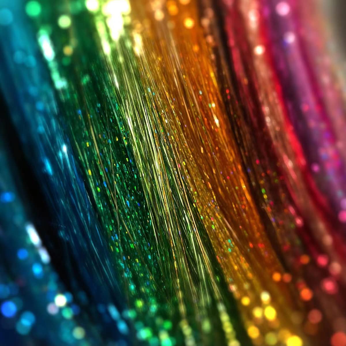 UPTOUP 46 inch Hair Tinsel Kit with Tools 12 Colors 2000 Strands Glitter Sparkling Shiny Hair Extensions Silk Fairy (12 colors)