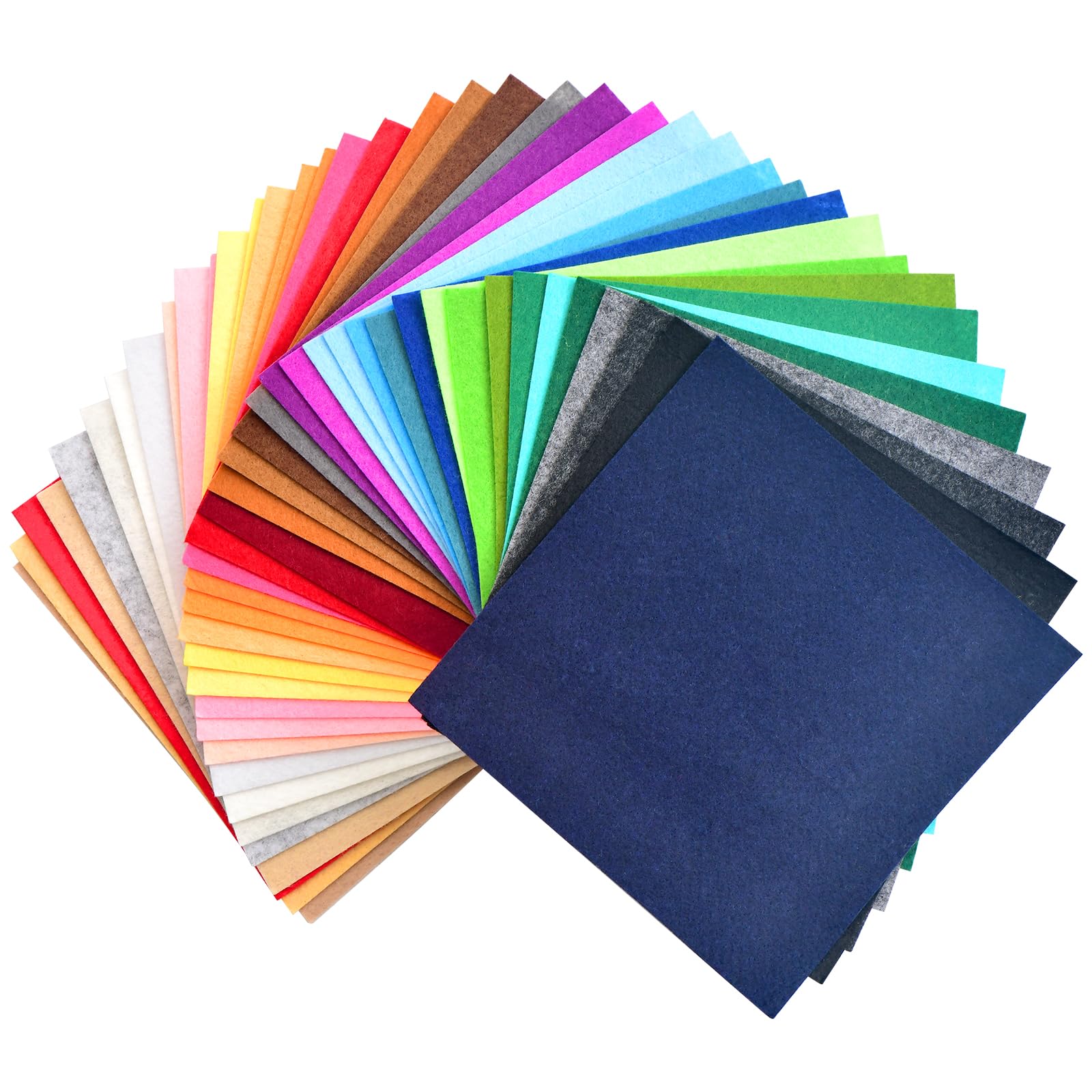 40Pcs Felt Fabric Sheets - 6 x 6 Inches, 1mm Thick DIY Craft Felt in 40 Assorted Colors - Ideal for Patchwork, School Projects and Decorations (15 x 15cm)