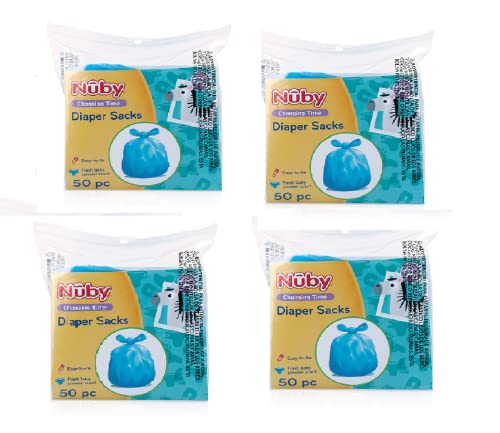 Nuby 200 Piece Disposable Diaper Sacks/Bags with Powder Scent, Blue