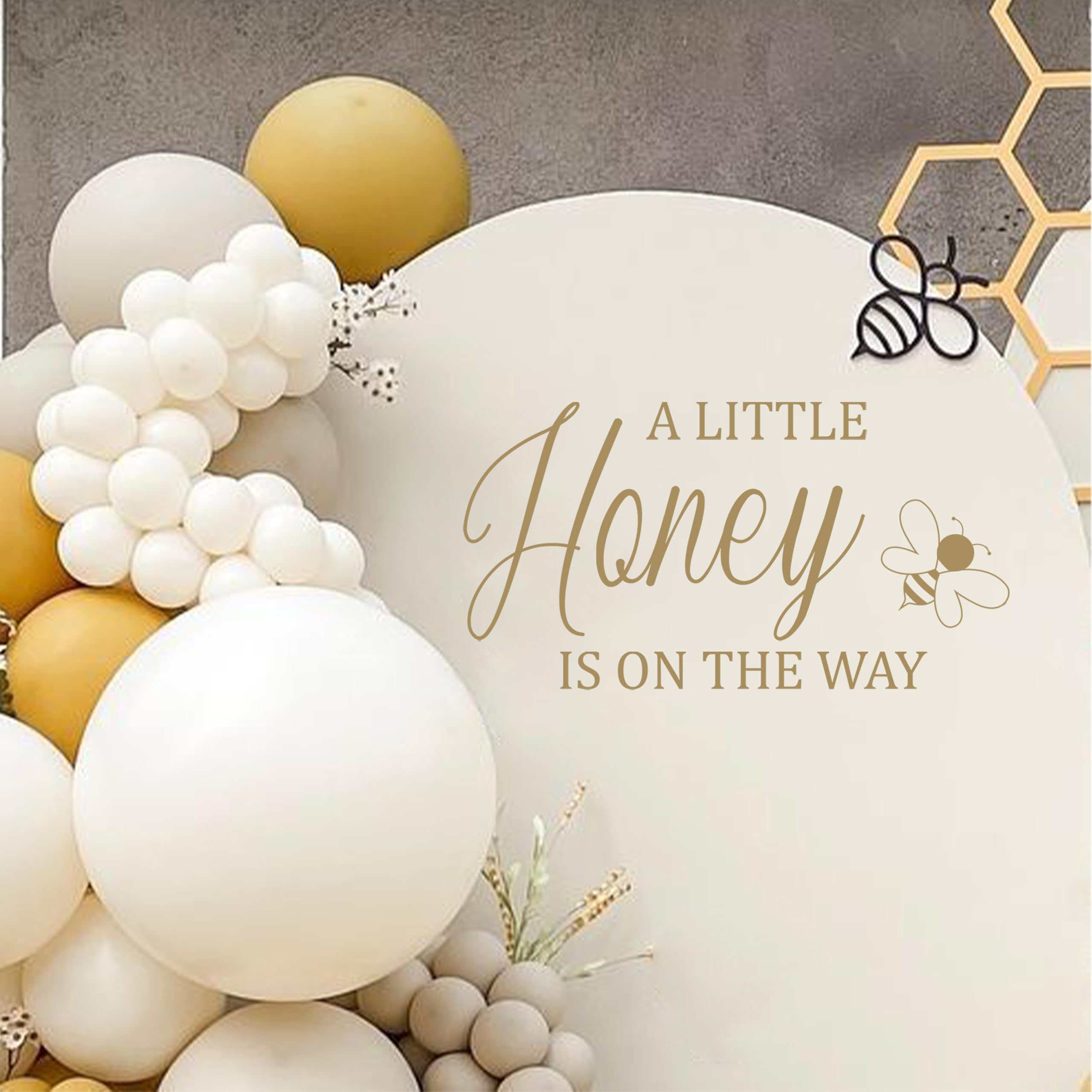 A Little Honey is on The Way Baby Shower Party Decal Sign,Gender Reveal Girl or Boy Baby Shower Decal Sign,Bee Baby Shower Sign Vinyl Decal,aby Shower Balloon Arch Decal (Honey Decal)