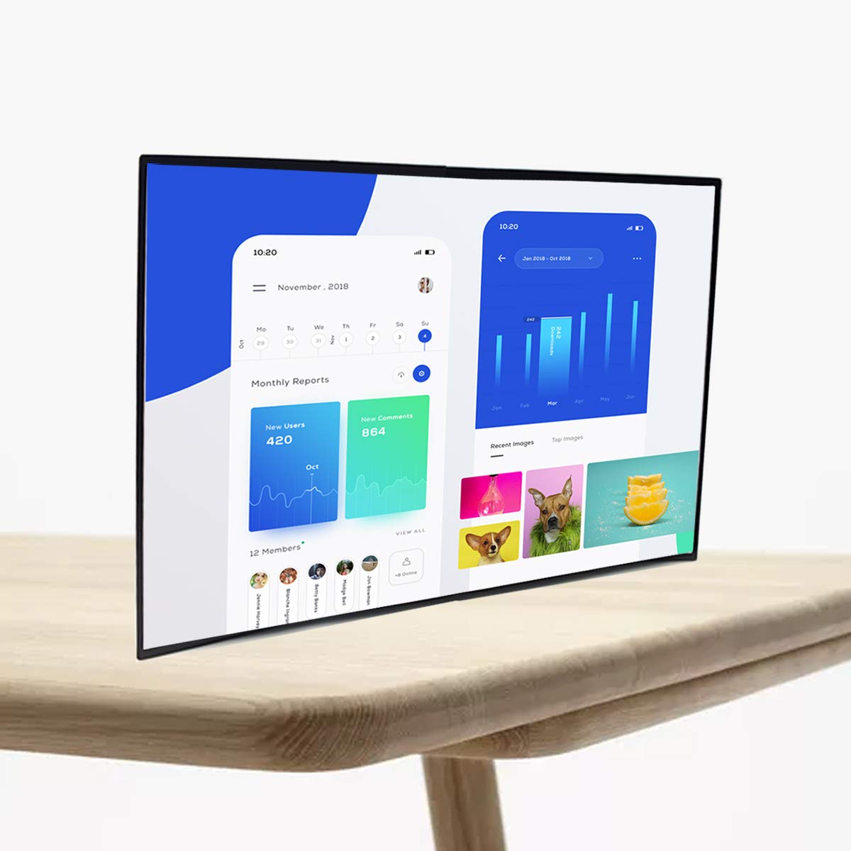 20 inch Projector Screen, 4:3 Portable Desktop Foldable Projection Screen PVC Fabric for Pico DLP Projector Home Commercial Session Outdoor Indoor Meeting Teaching Theater