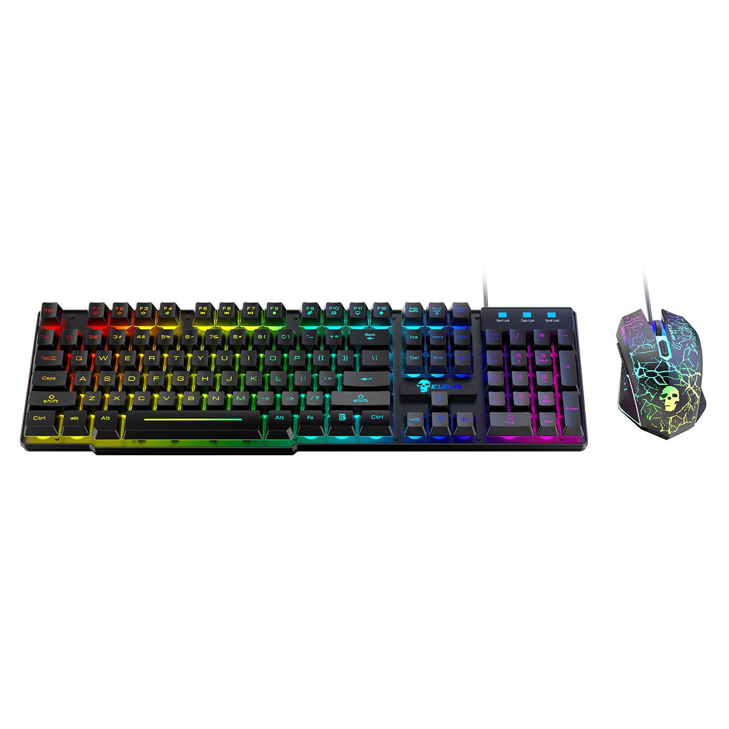 Gaming Keyboard, USB Wired Mechanical Feeling Keyboard with RGB Backlit Gaming Keyboard Waterproof 104Keys for PC Computer Gamer Overwatch Dota for Desktop, Computer, PC