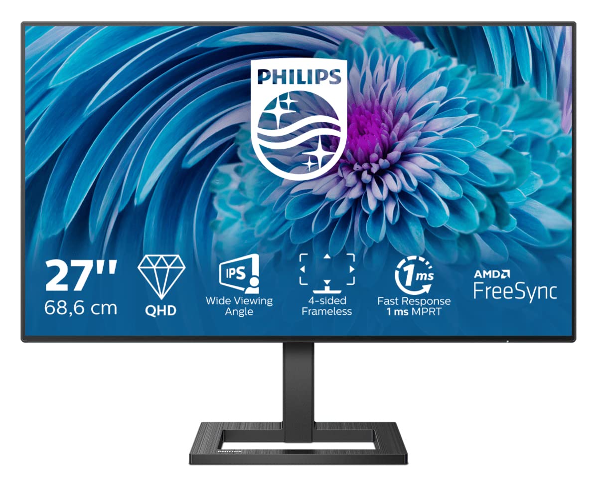Philips 27, 2560x1440, IPS Flat, H/A E Line 275E2FAE/00, 68.6 cm, W125851676 (E Line 275E2FAE/00, 68.6 cm (27), 2560 x 1440 Pixels, 4K Ultra HD, LED, 4 ms, Black)