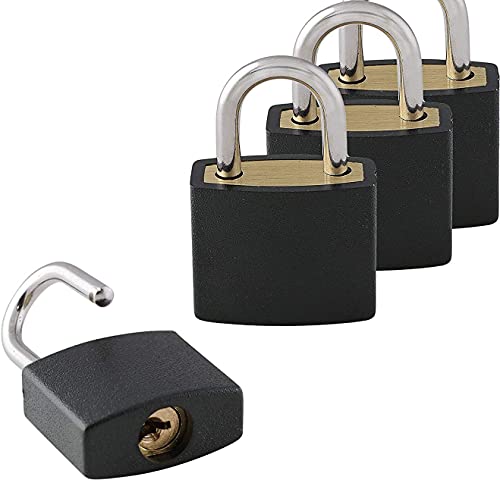 3 Pc Metal Padlock Solid Brass Luggage, Backpack, Diary, Jewelry Box, Crafts, School Teaching Lock with Key and Durable Cover (Small, Navy Blue)