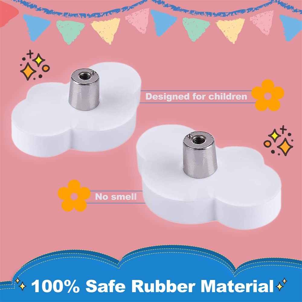 Mgoodoo Cloud Cartoon Kids Room Knob, 4.5cm Cute White Dresser Handles Soft Rubber Decor Pull for Door Wardrobe Toy Organizer Box Bookcase Bedroom Single Hole