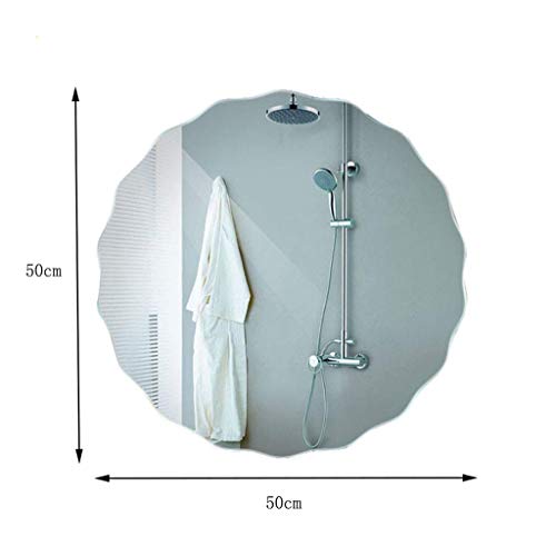 KONGZIR Vanity Mirror Round, Wall-Mounted Frameless Vanity Mirror, Wall Decorative Mirror, Ruffled Shape, Size: 50 50cm