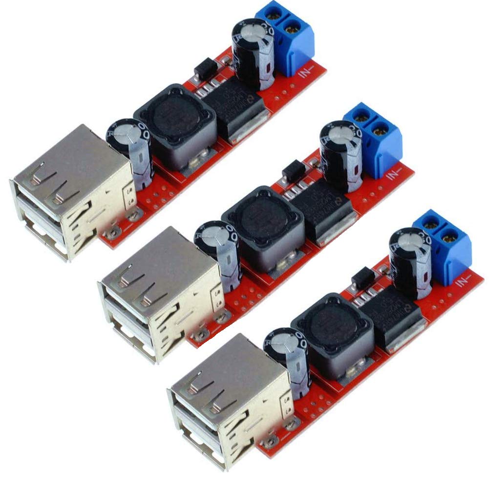 3Pcs DC to DC Voltage Regulator Step Down Power Supply Buck Converter Module 6-40V to 5V 3A Dual USB Port Output