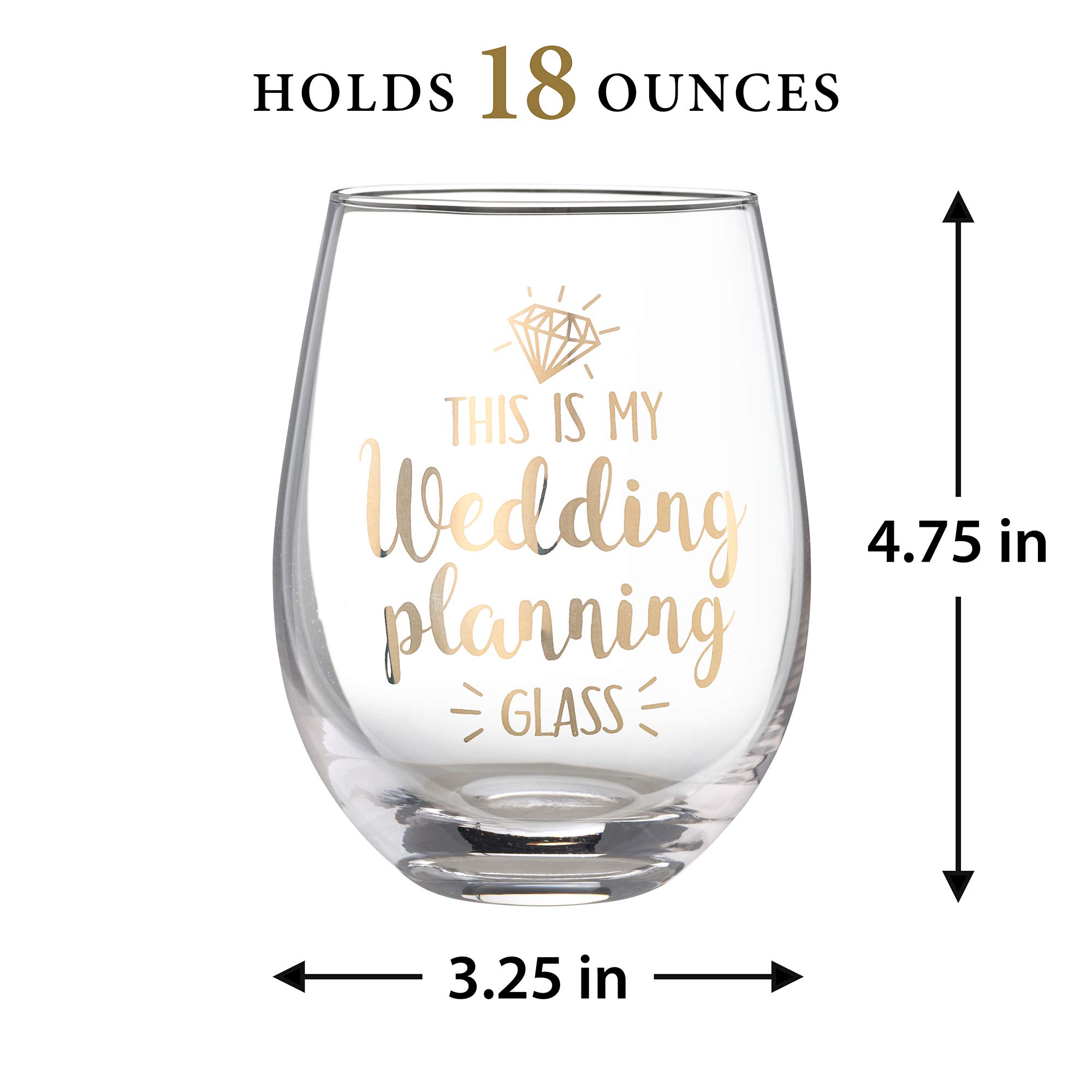 Lillian Rose Wedding Planning Stemless Wine Glass, 1 Count (Pack of 1), Clear