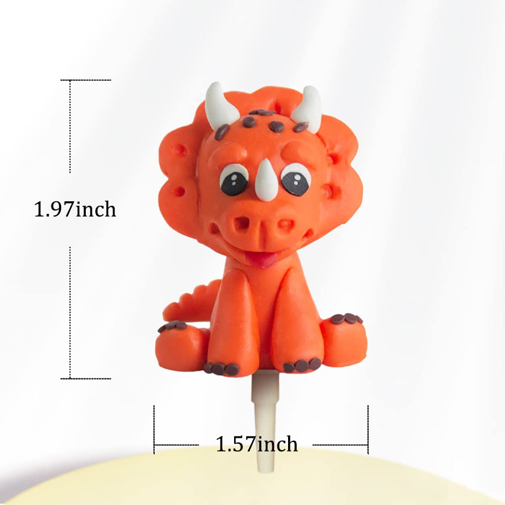 3 Pcs Baby Dinosaur Cake Toppers Miniature Dinosaur Cupcake Inserts for Baby Shower Boys Girls Forest Animals Theme Birthday Party Decor