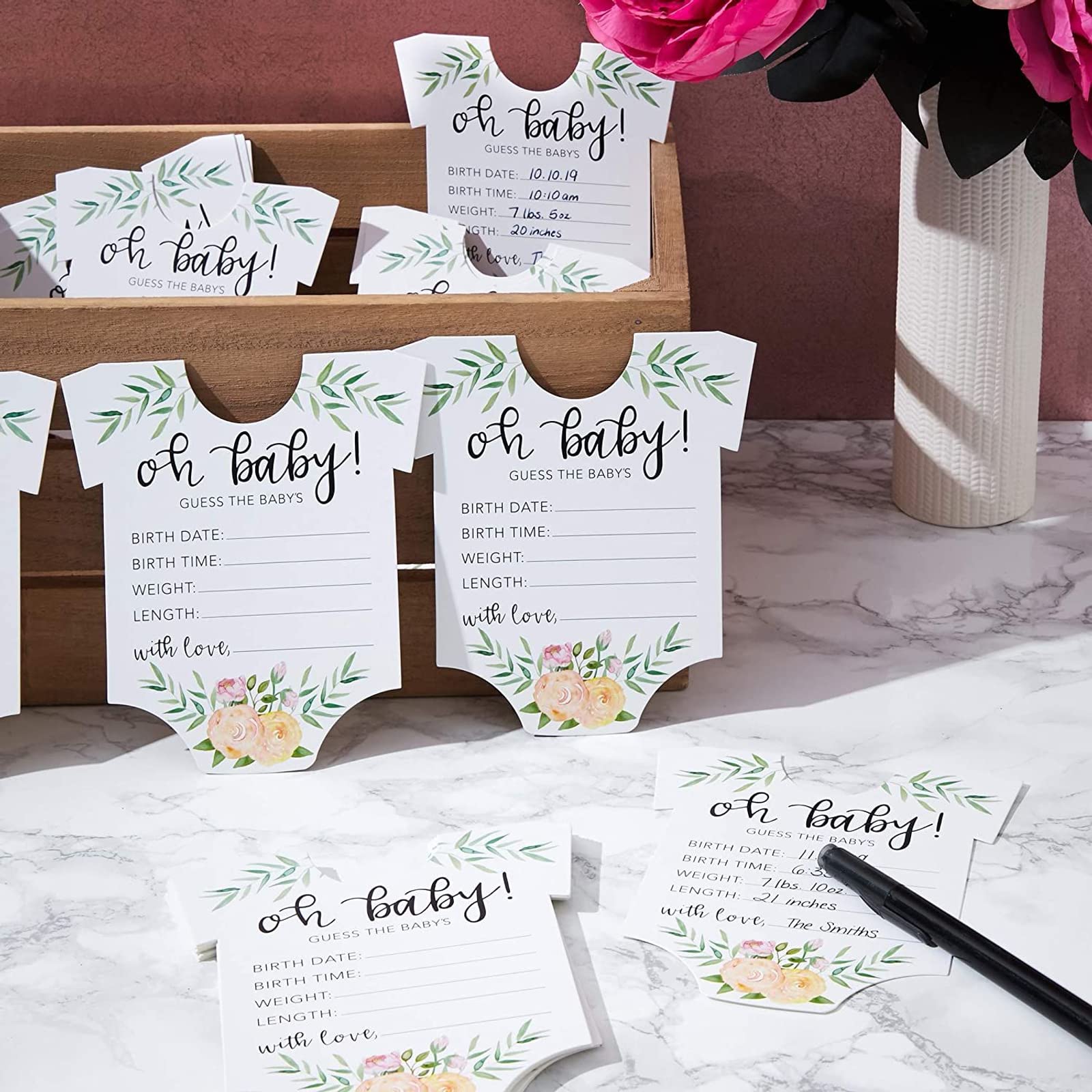 Sparkle and Bash Baby Shower Prediction Cards (5.6 x 5 in, 50 Pack)