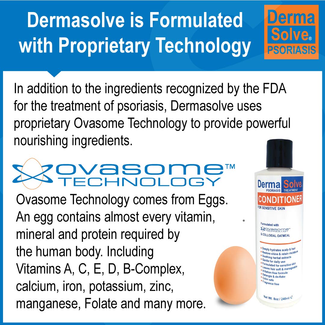 Dermasolve Psoriasis Conditioner - Soothing Anti Dandruff, Seborrheic Dermatitis, Sensitive Skin, Flaky, Itchy, Dry Scalp & Damaged Hair Repair