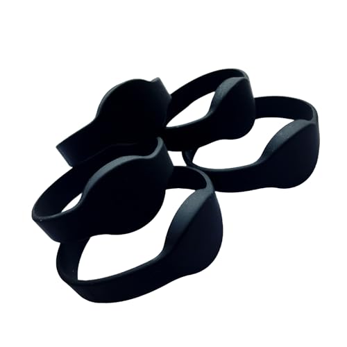 YARONGTECH RFID Bracelet,125khz em4100 RFID Silicone Wristband for Access Control (Pack of 5) (Black)
