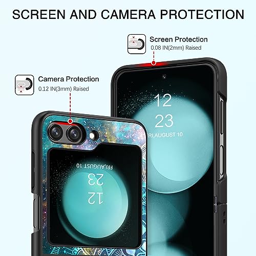 BENTOBEN Samsung Galaxy Z Flip 5 Case, Slim Fit Glow in The Dark Soft Flexible Bumper Protective with Ring Shockproof Anti Scratch Non-Slip Case Cover for Galaxy Z Flip 5 6.7β 2023, Mandala in Galaxy