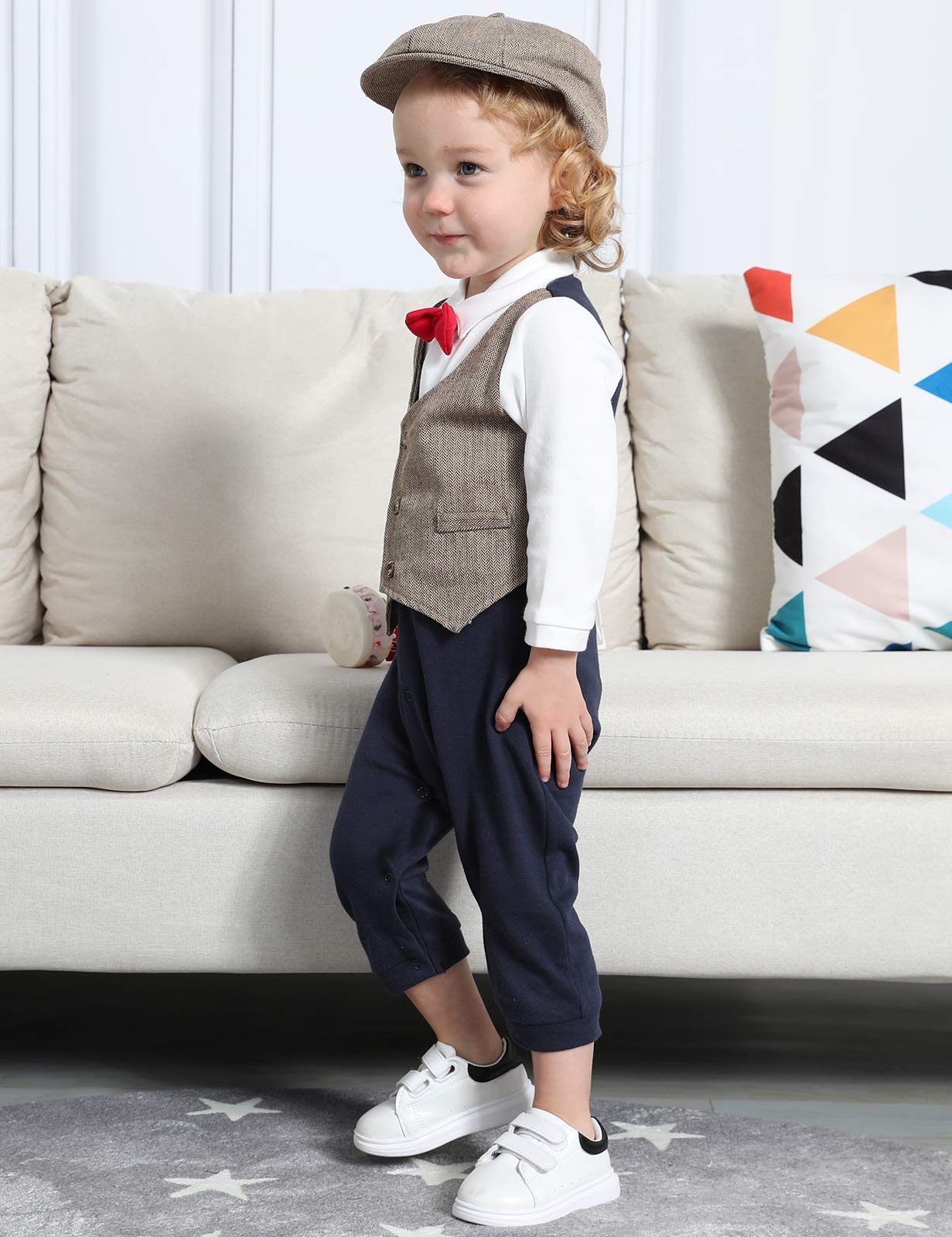 A&J DESIGN Baby Boy Christening Outfit Baptism White Tuxedo Rompers 0-3 Months