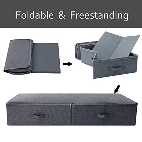 iwill CREATE PRO Large Under the Bed Storage Container for Duvets, Blankets Bedding Accessories, Black Gray