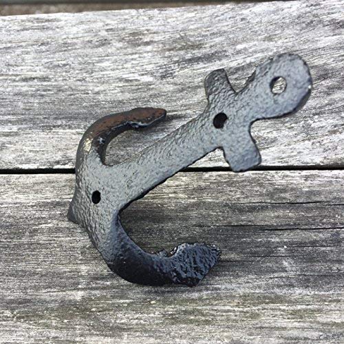 Facaler Nautical Cast Iron Ship Anchor Weathered Nautical Wall Hooks Coat Hook, Screws Included (5 PCS)