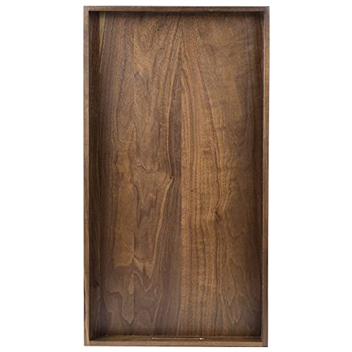 KINGCRAFT 28 x 15 inches Extra Large Wood Trays for Ottoman with Handles FSC Natural Handmade Black Walnut Serving Tray Vintage Decorative Platters for Oversized Ottoman Kitchen