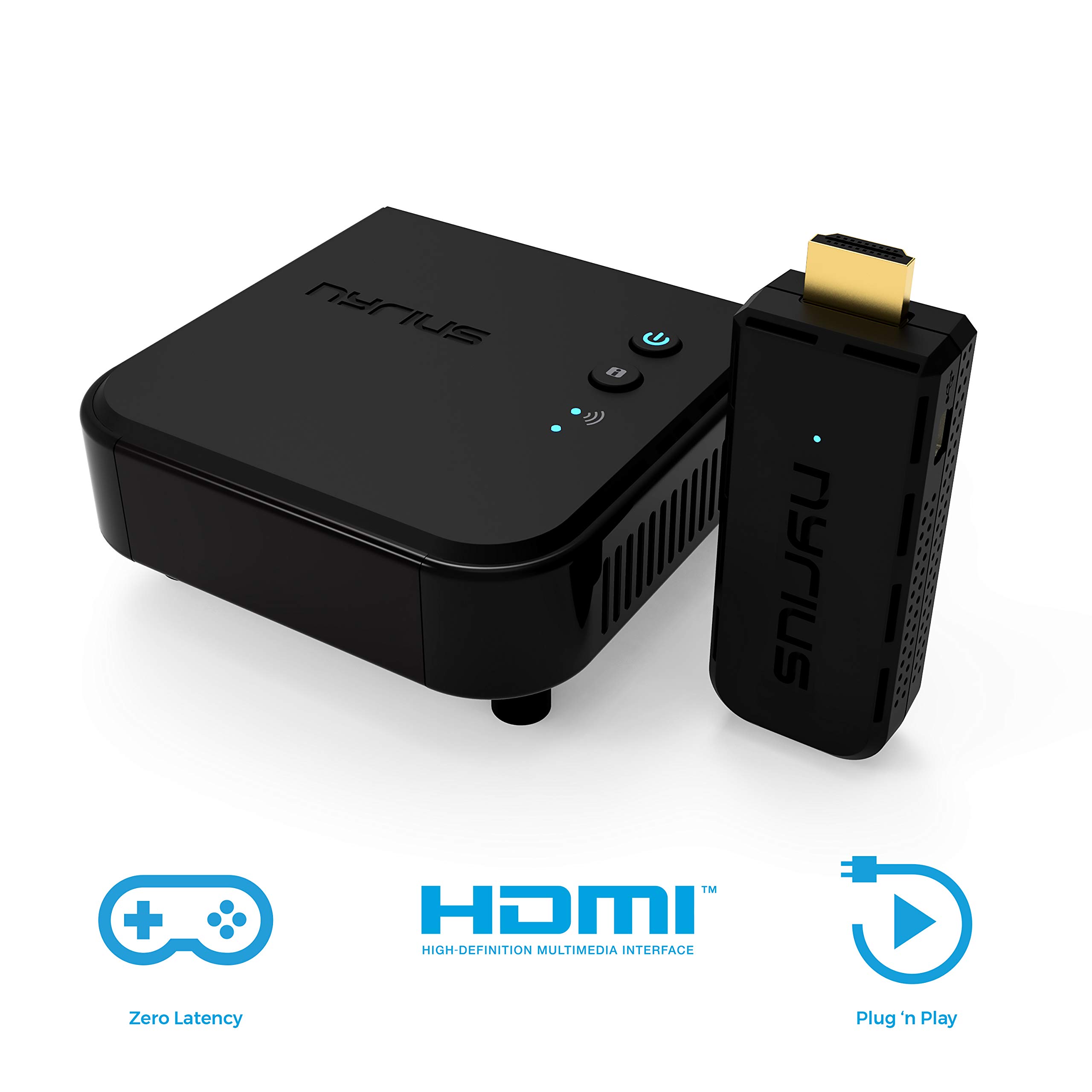 Nyrius Aries Pro+ Wireless HDMI Video Transmitter & Receiver to Stream 1080p Video up to 165ft from Laptop, PC, Cable Box, Game Console, DSLR Camera to a TV, Projector - 2 Pack