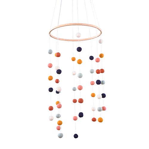 Glaciart One Felt Balls Baby Mobile - Large Size - Colored Felt Hanging Decor for Nursery, Crib, Bedroom - 100% Natural New Zealand Wool, Handmade in Nepal - Shower Gifts