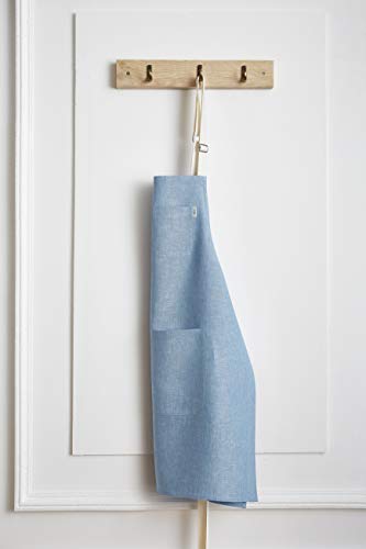 Solino Home Linen Kitchen Apron β 100% Pure Linen Bib Apron for Men & Women with front Pockets β Light Blue, Handcrafted from European Flax