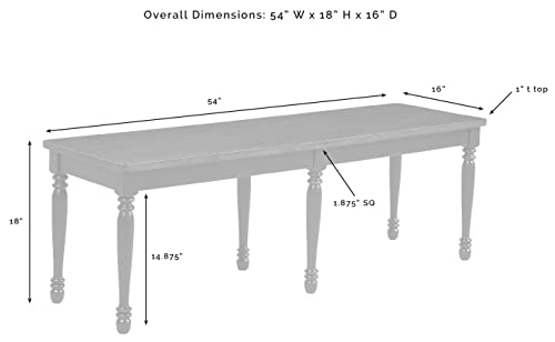 Crosley Furniture Shelby Dining Bench, Distressed White