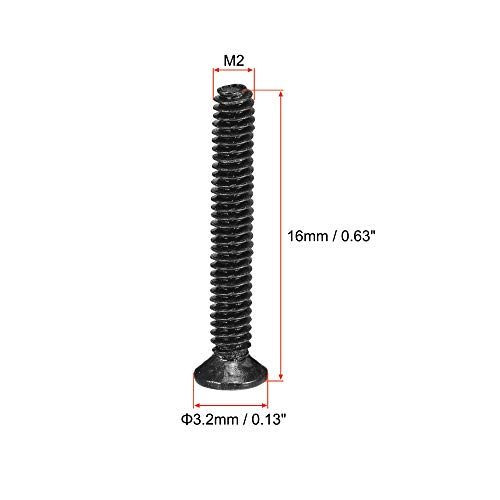 uxcell M2 x 16mm Phillips Screws Fastener Black for Laptop PC TV Fan Switch 500pcs