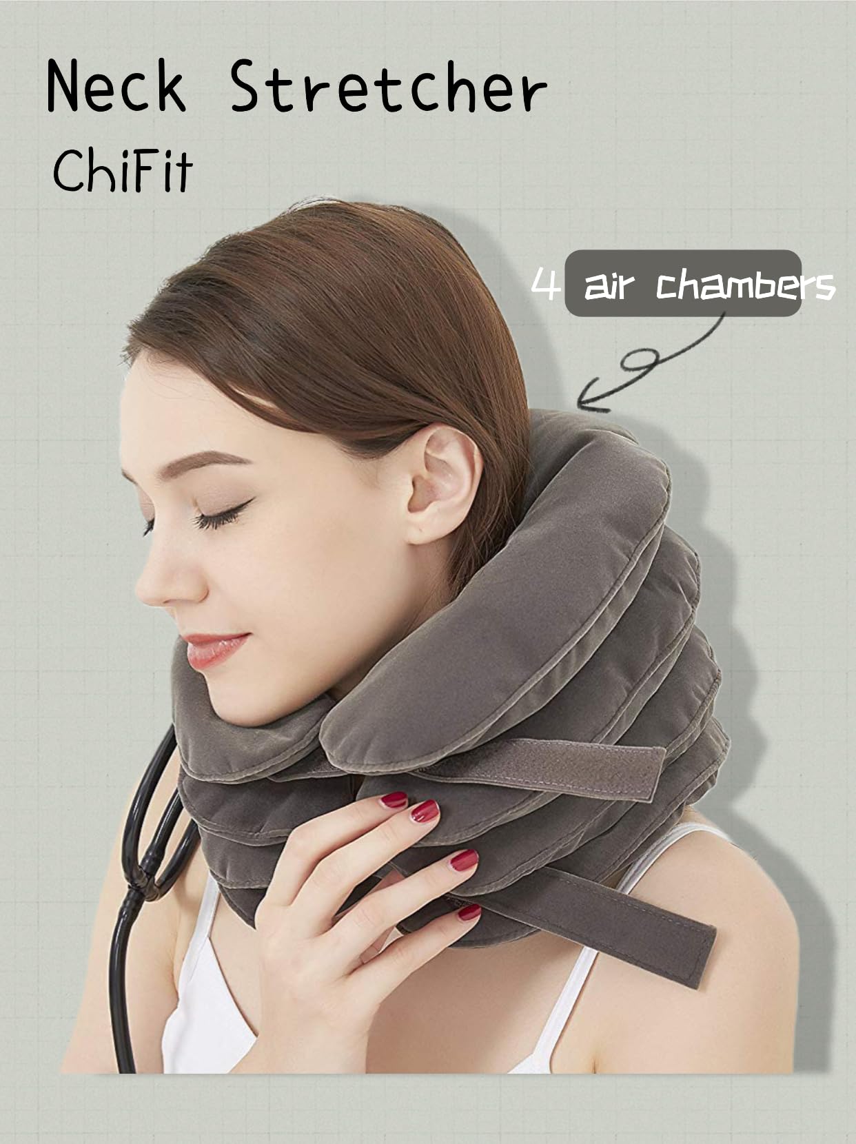 ChiFit Neck Traction - 4 Layer Cervical Neck Traction Device - Neck Massager & Collar - Neck & Shoulder Pain Relief - Cervical Collar for Travel/Home Improved Spine Alignment