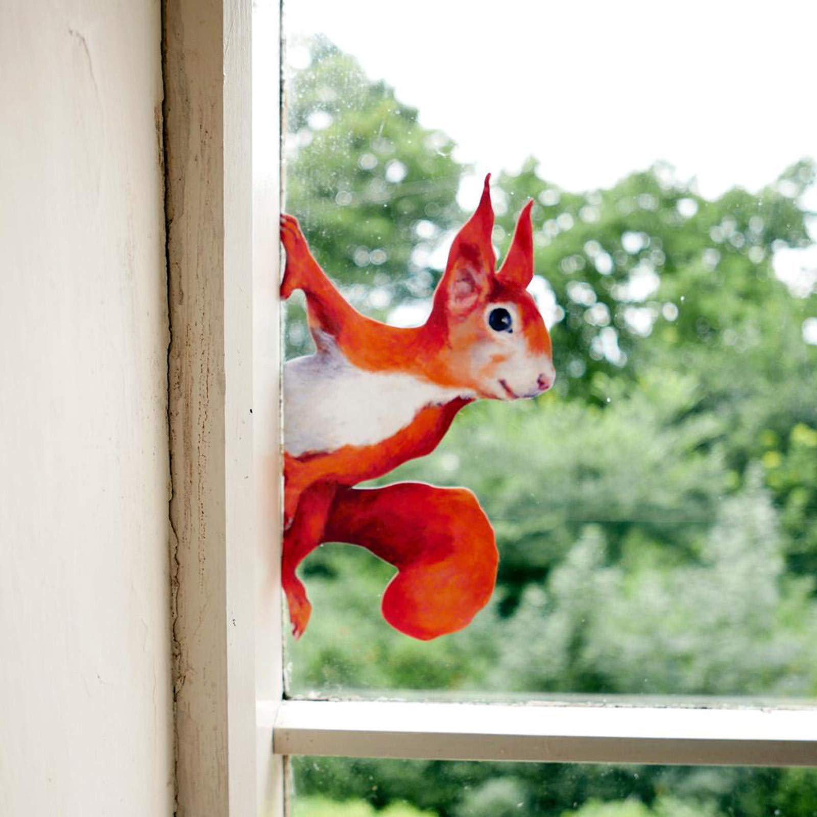 Peeping Squirrel Wall Decal, Woodland Animals Window Decal Cling - Christmas DIY Art Stickers for Bedroom Living Room Classroom Bathroom, Removable Fabric Kids Wall Sticker (3 pc)