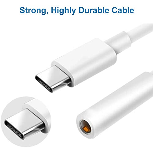 MMOBIEL USB C to 3.5mm Audio Jack Headphone Adapter Compatible with iPad Pro / Air - Samsung Galaxy S22 S21 S20 FE Ultra - Note 20 10 - Google Pixel 6 5 4 - White