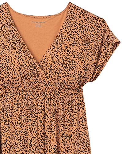 Amazon Essentials Women's Waisted Maxi Dress (Available in Plus Size), Dark Camel Leopard, Medium