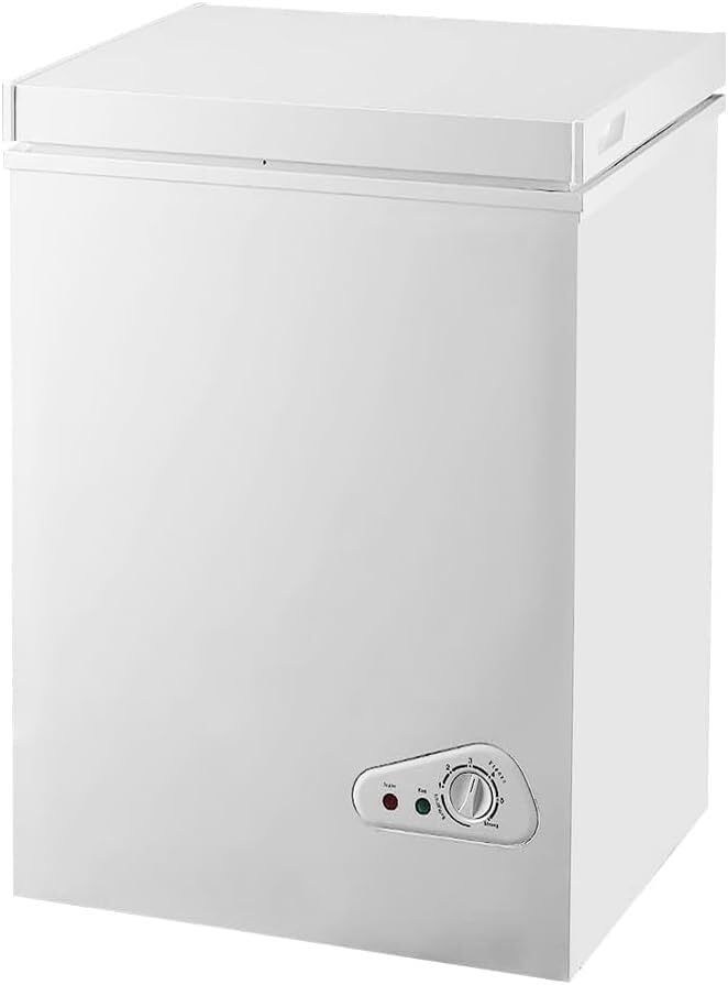 Fcicarn Compact Chest Freezer, 3.5 Cu.Ft. Mini Deep Freezer with Wire Shelves and Divider, Front Vent Control, White
