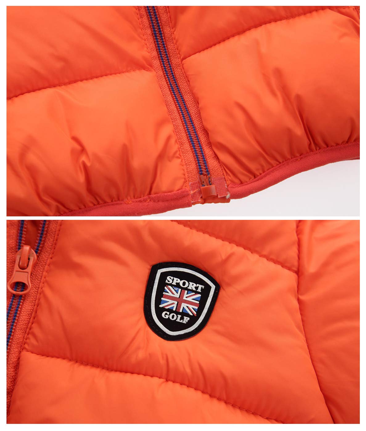 Happy Cherry Kids Winter Windproof Warm Coat Autumn Thick Fur Lined Outwear Hooded Zipper Jacket with Pockets for 2-3 Years, Orange