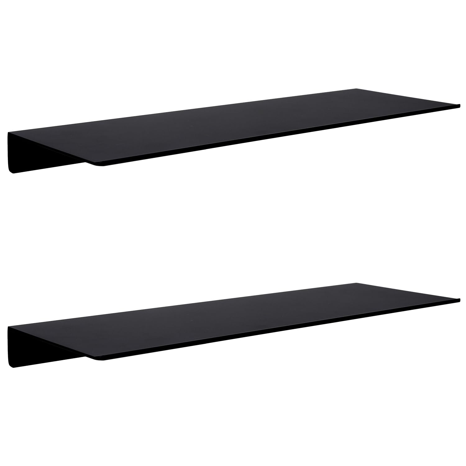 Zoomers Floating Wall Shelves, 2pc Small Shelves for Wall.Small Floating Shelf for Living Room, Bedroom, Kitchen.Small Metal Shelf with Lip (8'', Black)