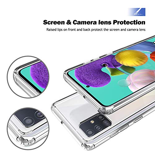 ProCase Galaxy A51 (4G Version) Case Clear 6.5" 2019 Released, Slim Lightweight Crystal Hybrid Bumper Cover, Shock-Proof, Anti-Slip Anti-Scratch Clear Case for Galaxy A51 4G Model SM-A515 –Clear