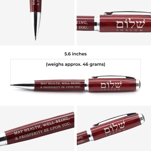 Inkstone Shalom Peace and Prosperity Blessing Gift Pen - May Health, Well-being, and Prosperity Be Upon You - Engraved Pen with Presentation Gift Box