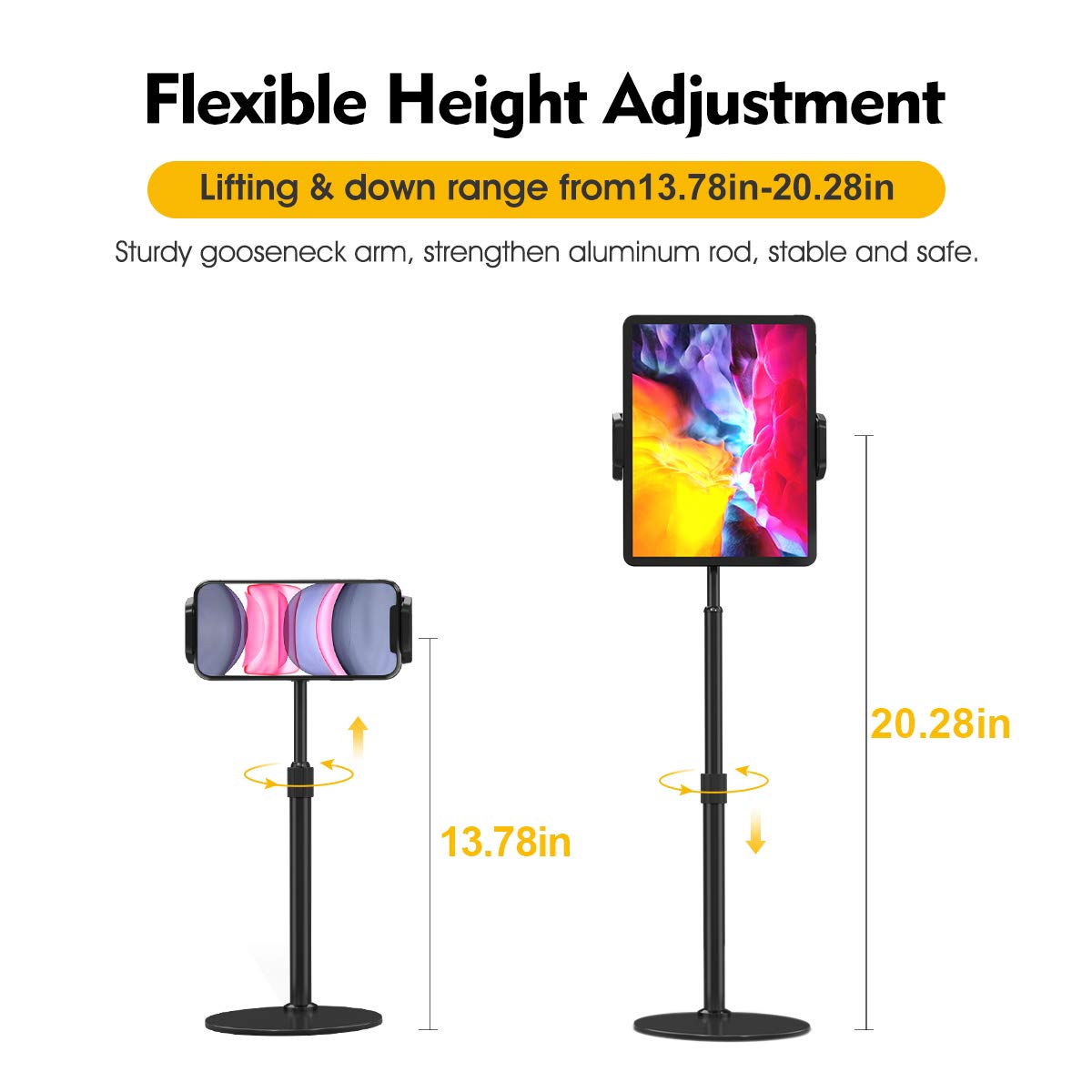 Licheers Tablet Stand and Holder Adjustable, Tablet Holder for Desk, Thick Case Friendly iPad Holder Stand Compatible with(4.7"-13") iPad Pro 12.9,10.9,10.2, Air Mini 4 3 2, Fire, Tab, Nexus, Kindle