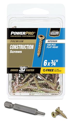 Power Pro Premium Interior Construction Screws (#6 x 3/4") - 100pc